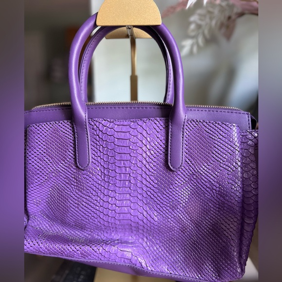 Mellow World | Bags | Mellow World Purple Faux Snakeskin Womens Satchel ...